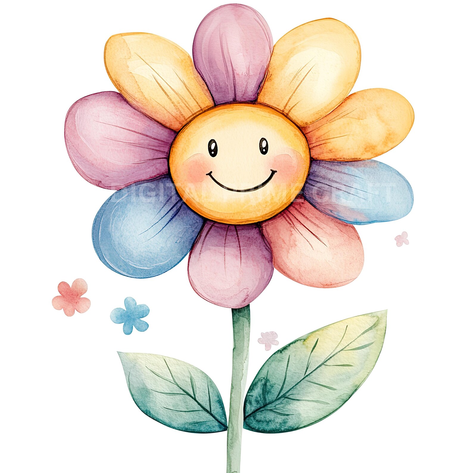 11 Smiling Flowers, Happy Flowers Clipart, High Quality Jpgs, Digital ...