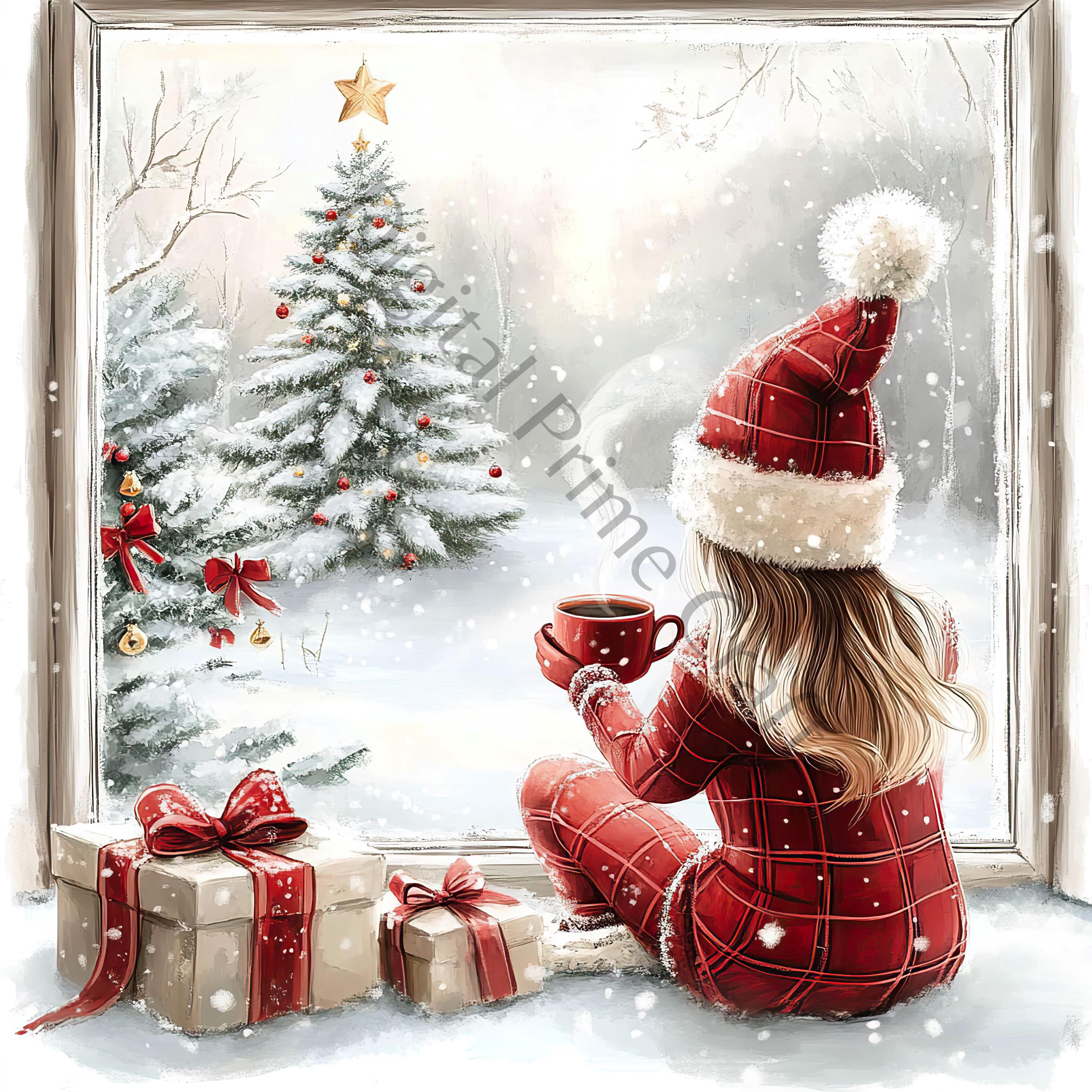 Christmas Morning Clipart, 10 High Quality Jpgs, Digital Download, Card ...