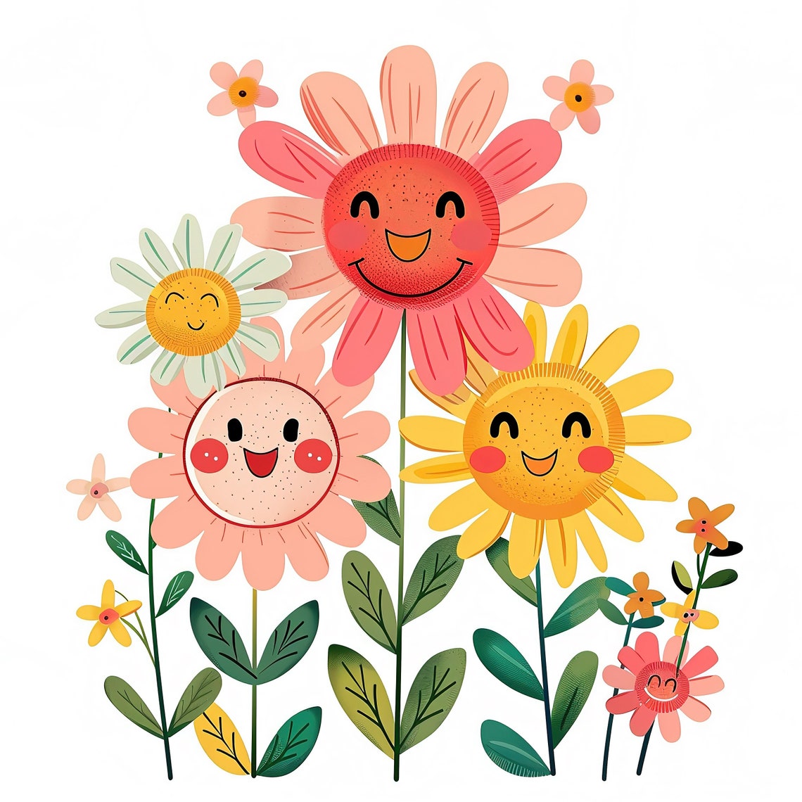 16 Happy Flowers Clipart, Smiling Flowers Clipart, High Quality Jpgs ...