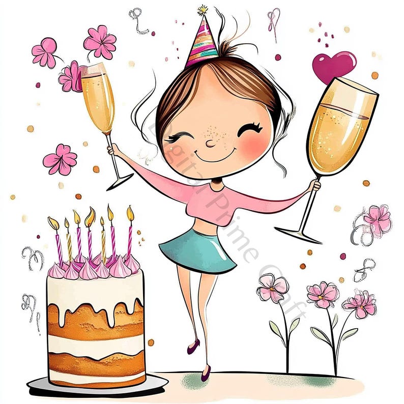 10 Quirky Birthday Girl Clipart, Birthday Clipart, Birthday Girl, High ...