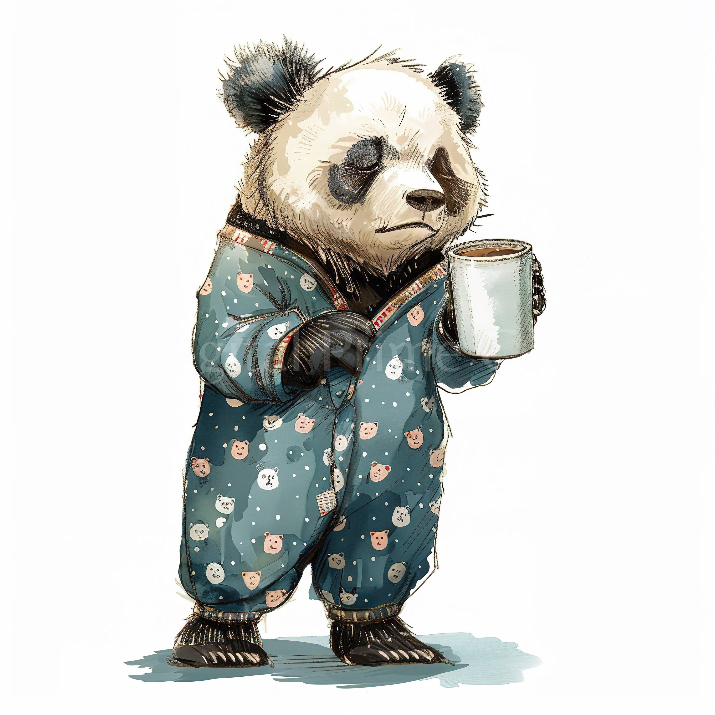 10 Coffee Clipart, Grumpy Panda Clipart, High Quality Jpgs, Digital ...