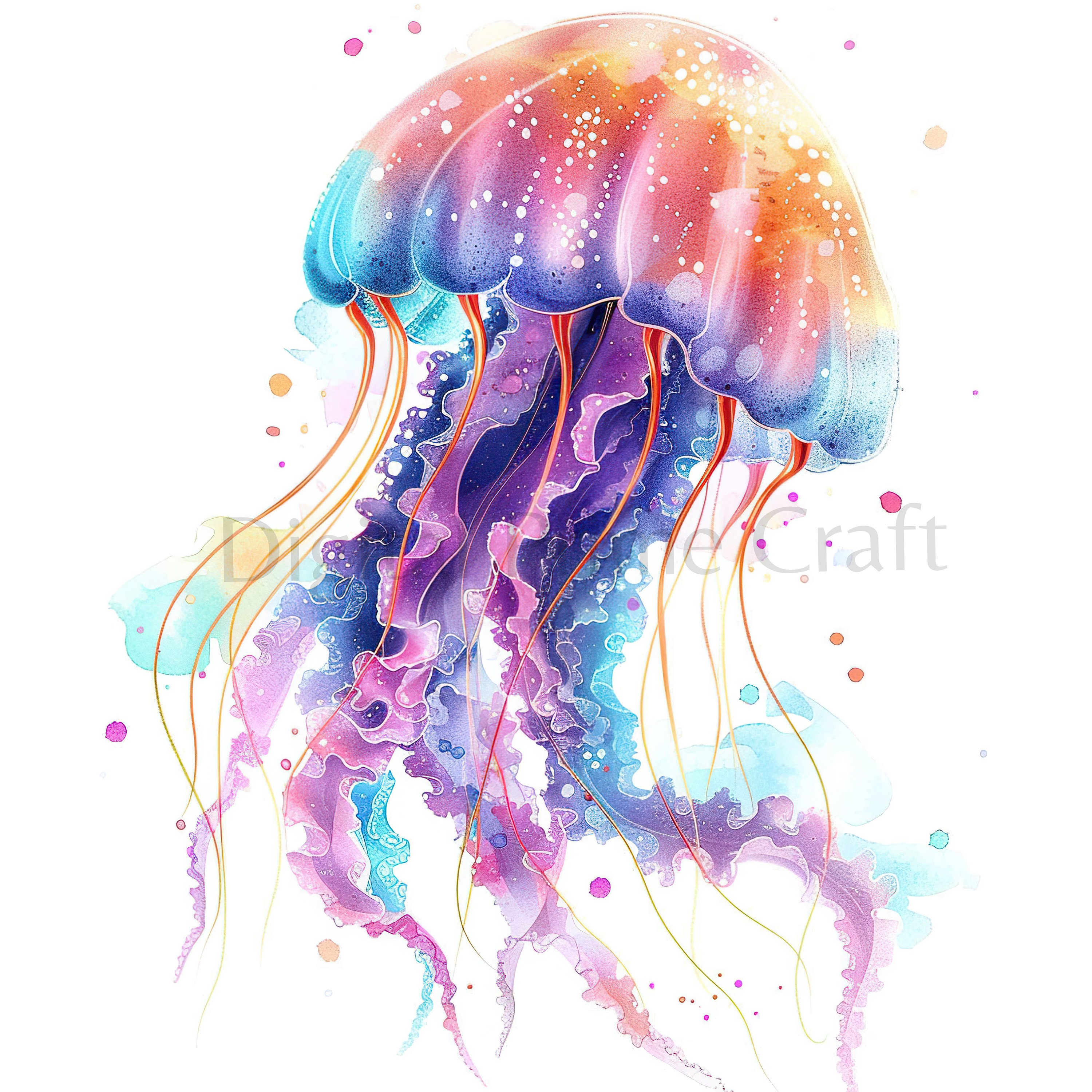 14 Jelly Fish Clipart, Watercolor Jelly Fish, High Quality Jpg Files ...