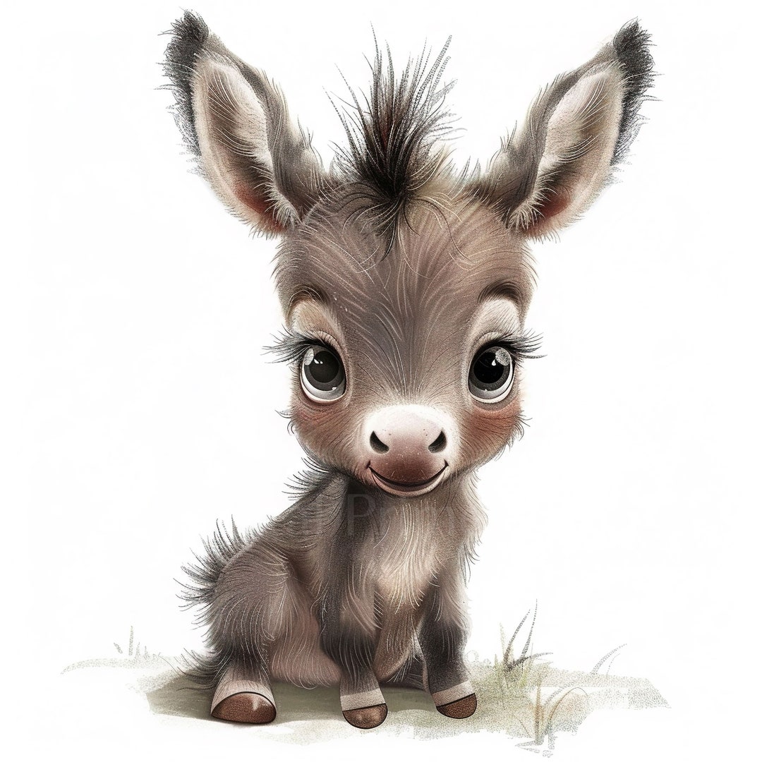 10 Donkey Clipart, Baby Donkey, Nursery Decor, High Quality Jpgs ...