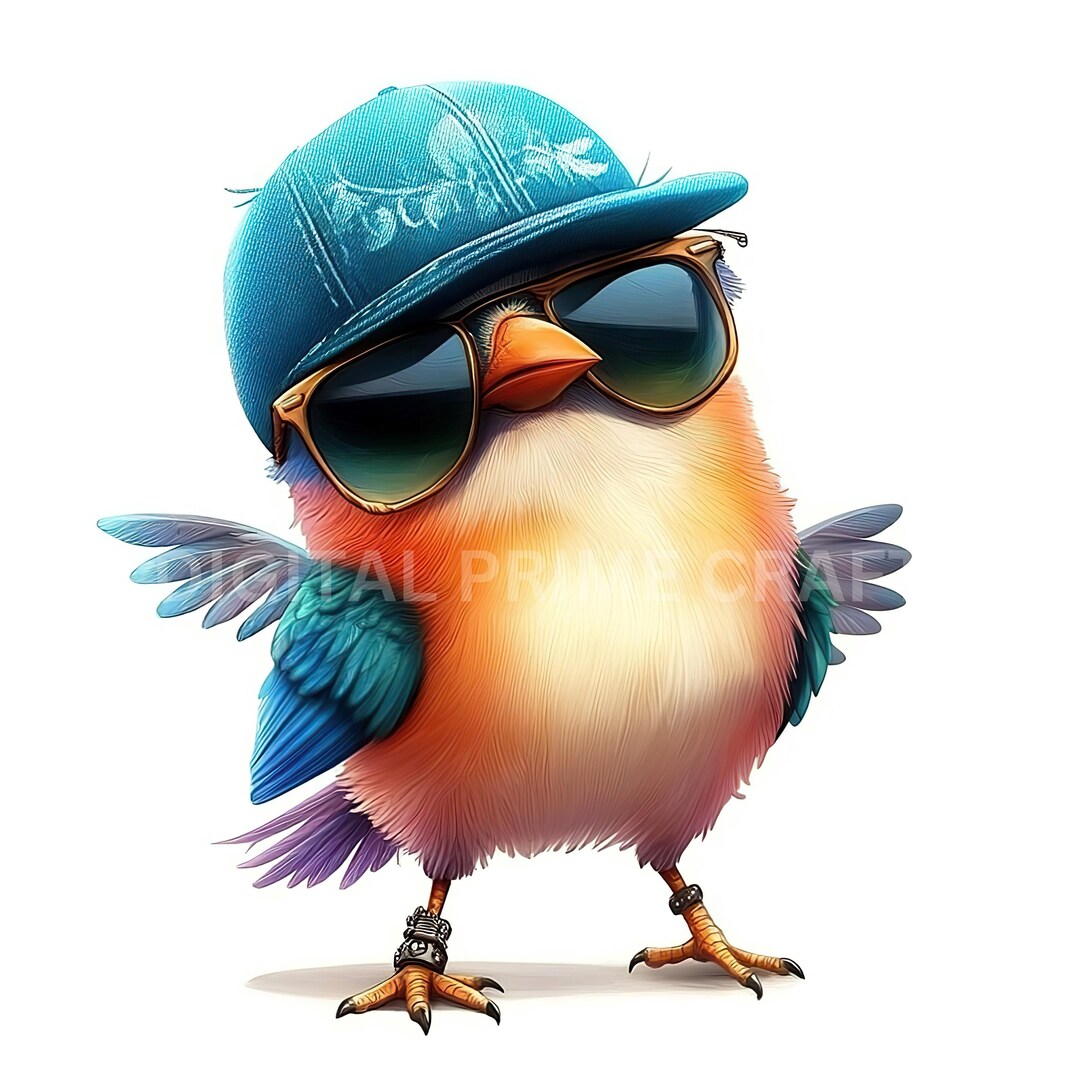 10 Funny Bird Clipart, Swag Bird Clipart, High Quality Jpgs, Digital ...