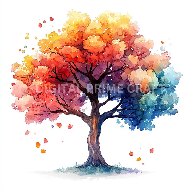 10 Tree Clipart, Colorful Tree Clipart, High Quality Jpgs, Digital ...