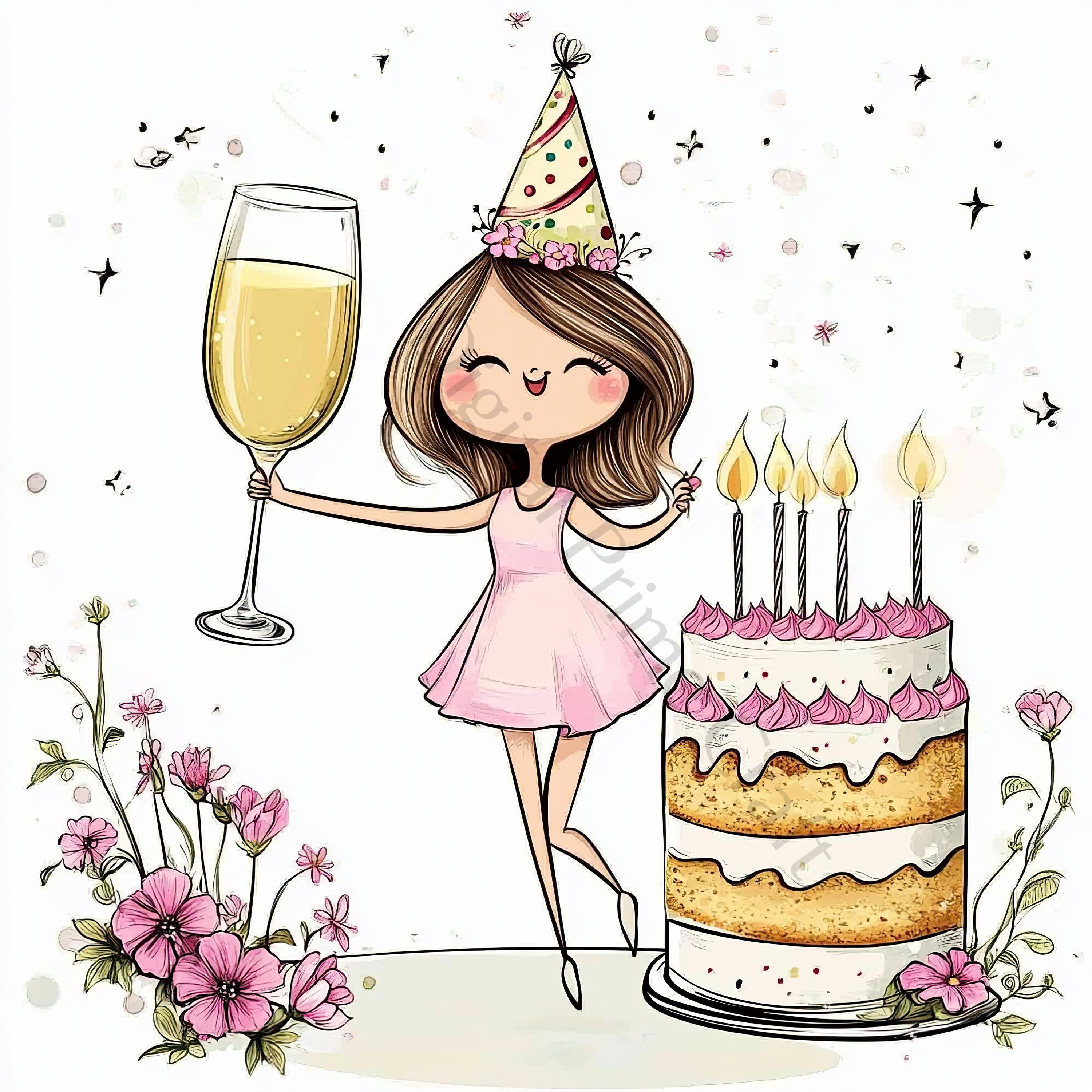 10 Quirky Birthday Girl Clipart, Birthday Clipart, Birthday Girl, High ...