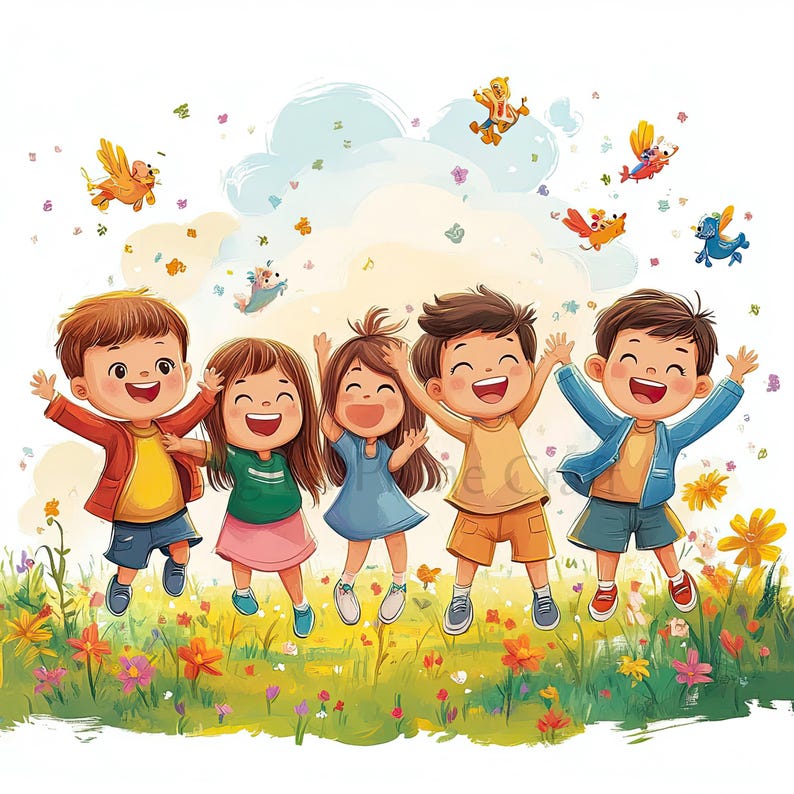 10 Happy Kids Clipart, Kids Clipart, High Quality Jpgs, Digital ...