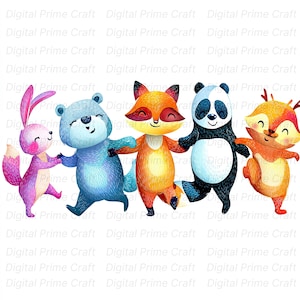 10 Happy Animals Clipart, Nursery Decor Clipart, Happy Clipart, High ...