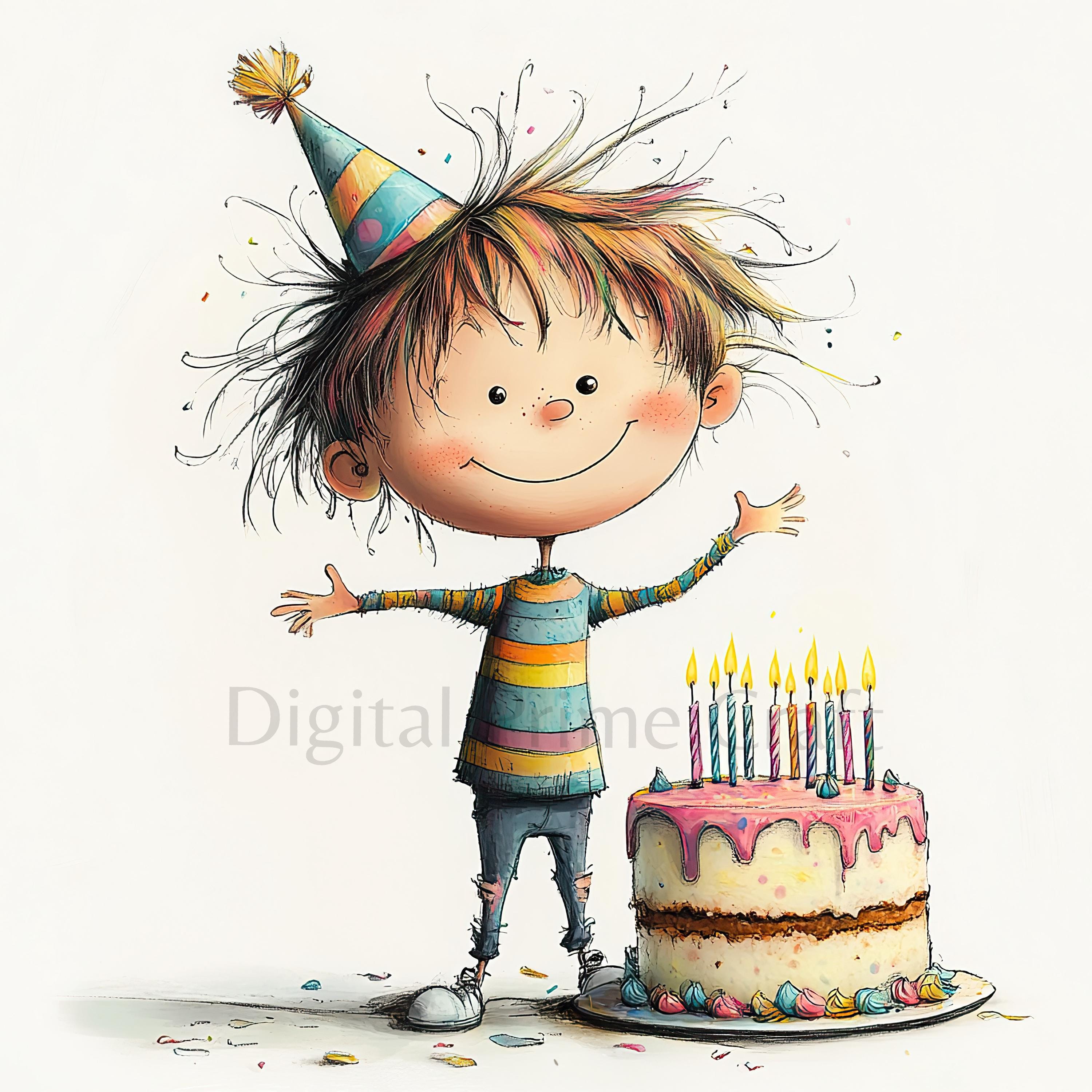 11 Quirky Birthday Clipart, Quirky Birthday Boy Clipart, High Quality ...