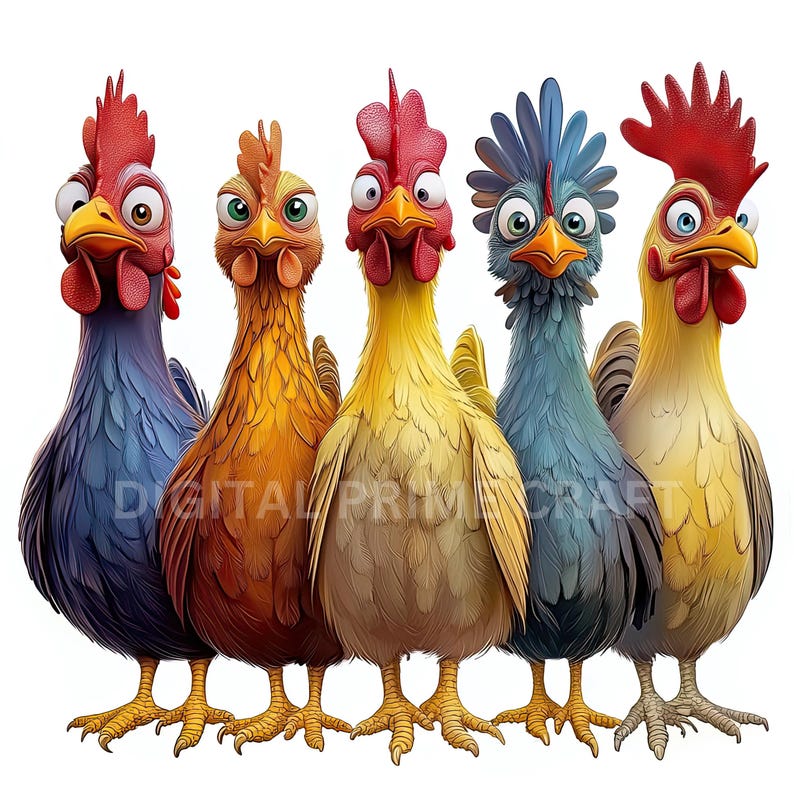 10 Chicken Clipart, Funny Animal Clipart, High Quality Jpgs, Digital ...