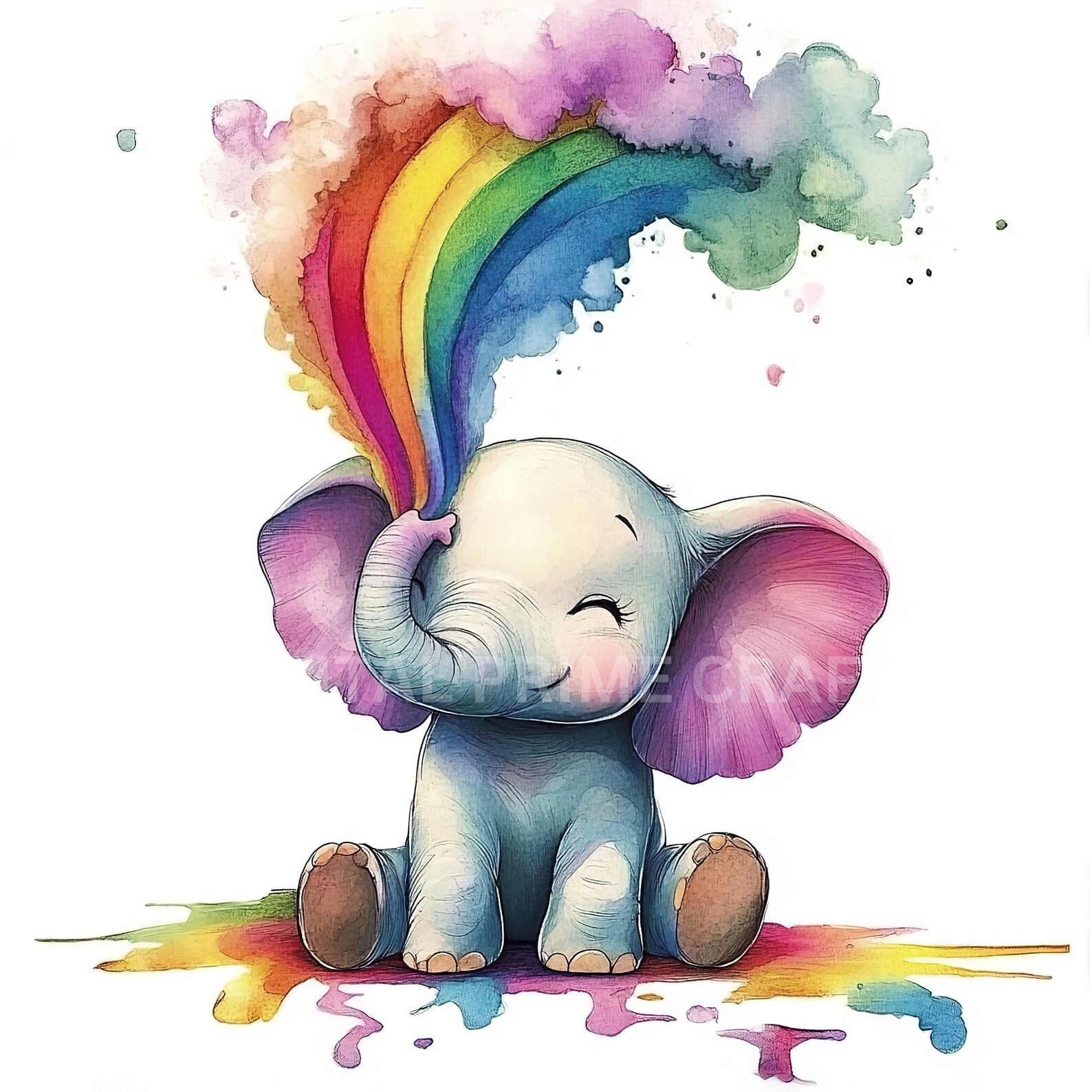 10 Rainbow Elephant Clipart, Baby Elephant Clipart, High Quality Jpgs ...