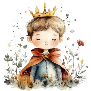 16 Watercolor Baby Boy Clipart, Cute Prince, Nursery Decor, High ...