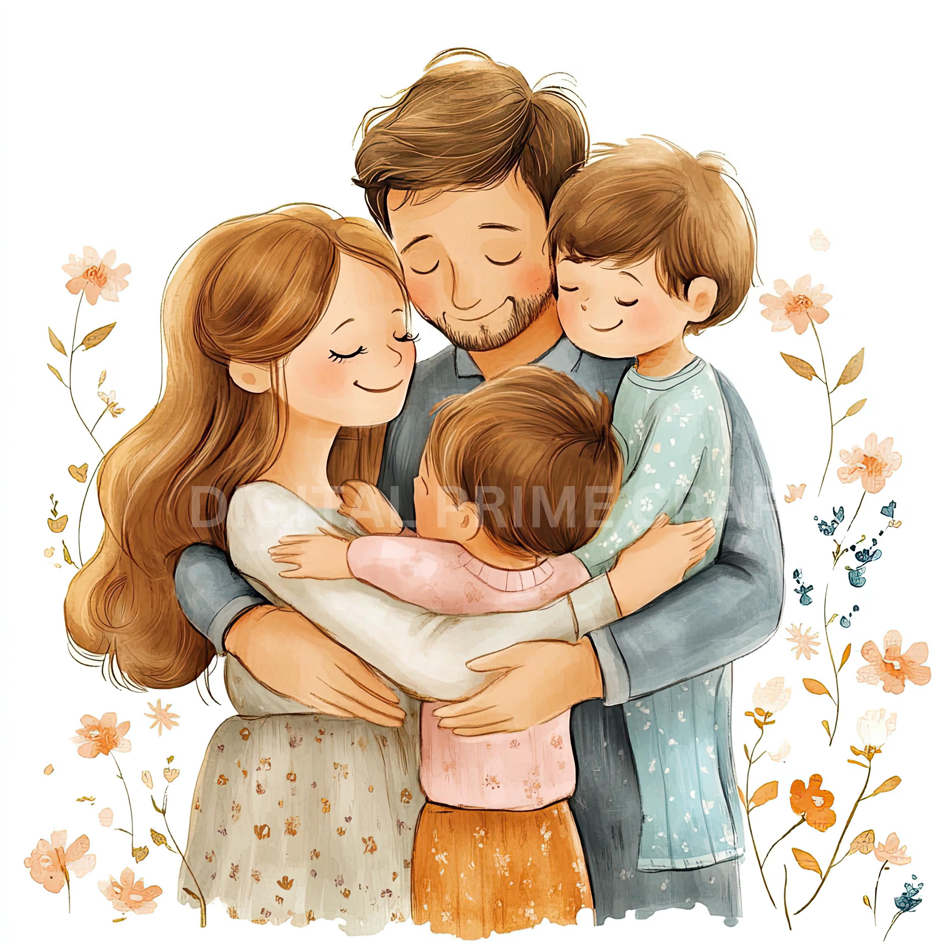 10 Family Clipart, Father Mother and Kids Clipart, High Quality Jpgs ...