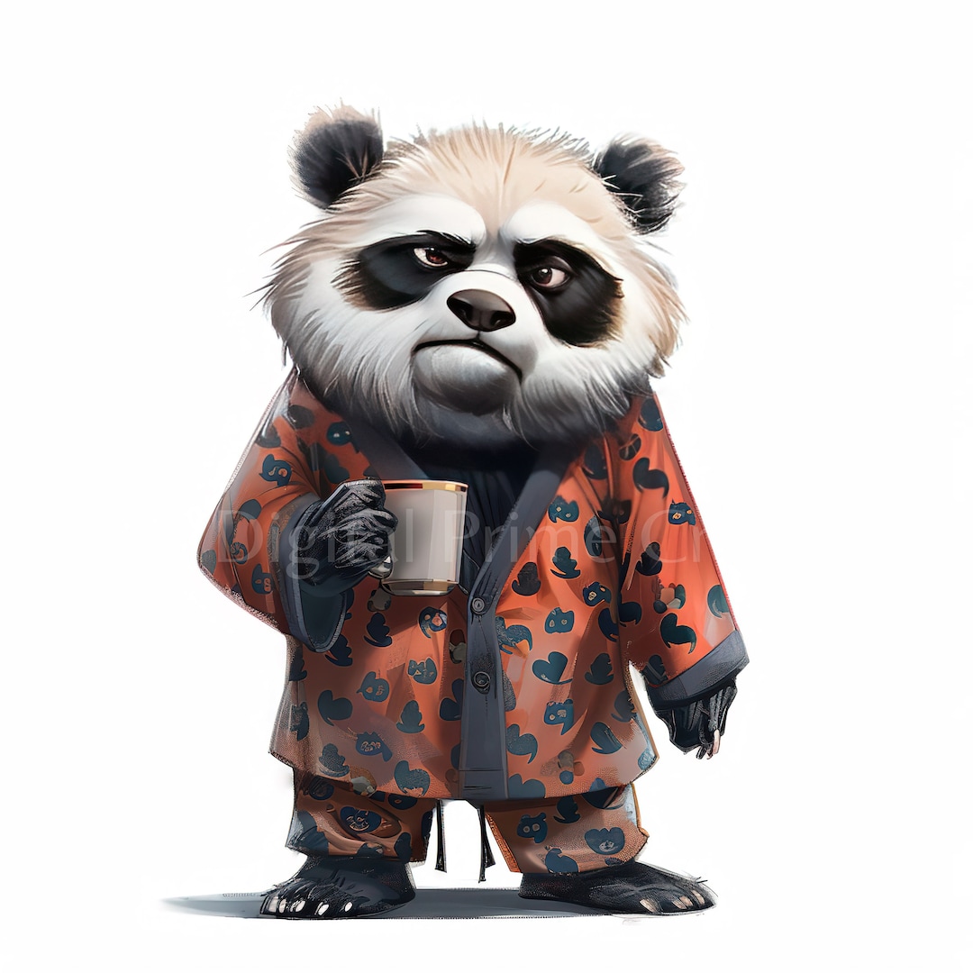 10 Coffee Clipart, Grumpy Panda Clipart, High Quality Jpgs, Digital ...