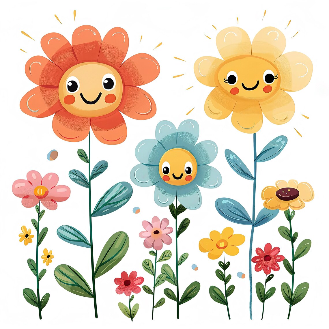 16 Happy Flowers Clipart, Smiling Flowers Clipart, High Quality Jpgs ...