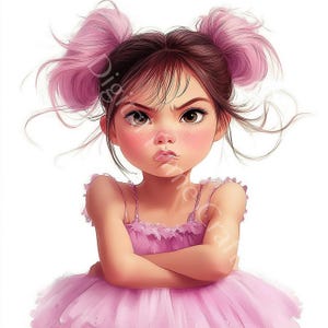 10 Grumpy Girl Clipart, Cute Quirky Girl, High Quality Jpgs, Digital ...