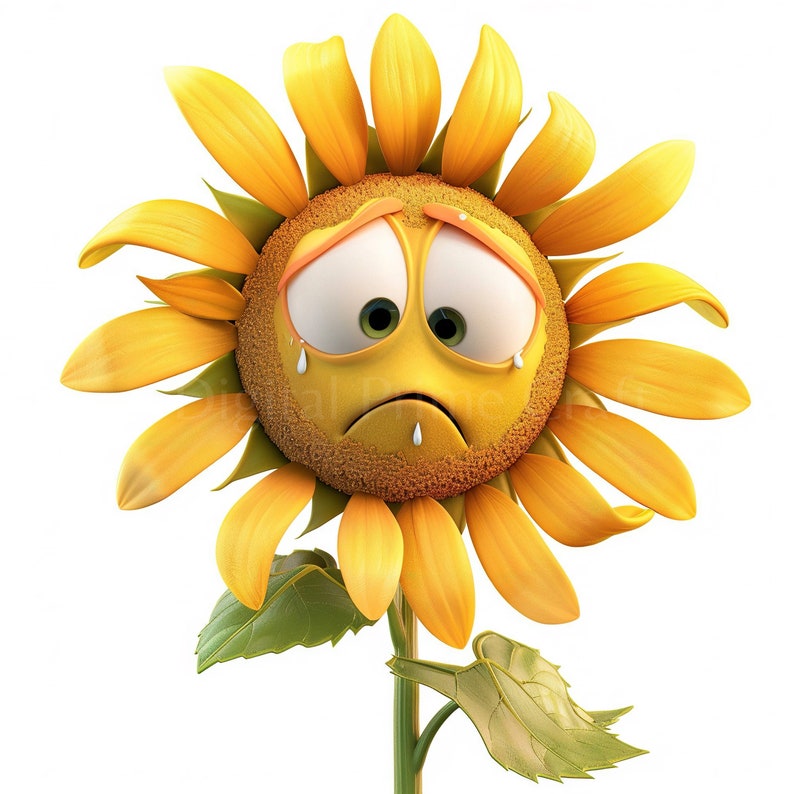 12 Sunflower Clipart, Happy, Grumpy, Sad, Angry Flower. High Quality ...