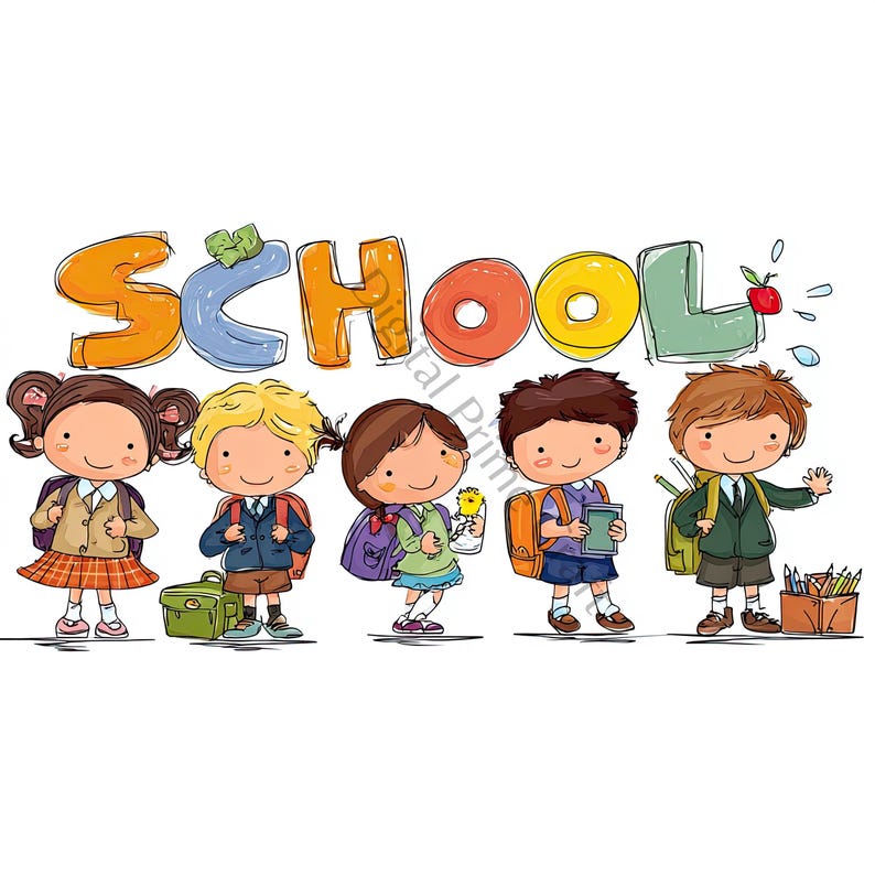 10 School Clipart, Kids Clipart, High Quality Jpgs, Digital Download ...