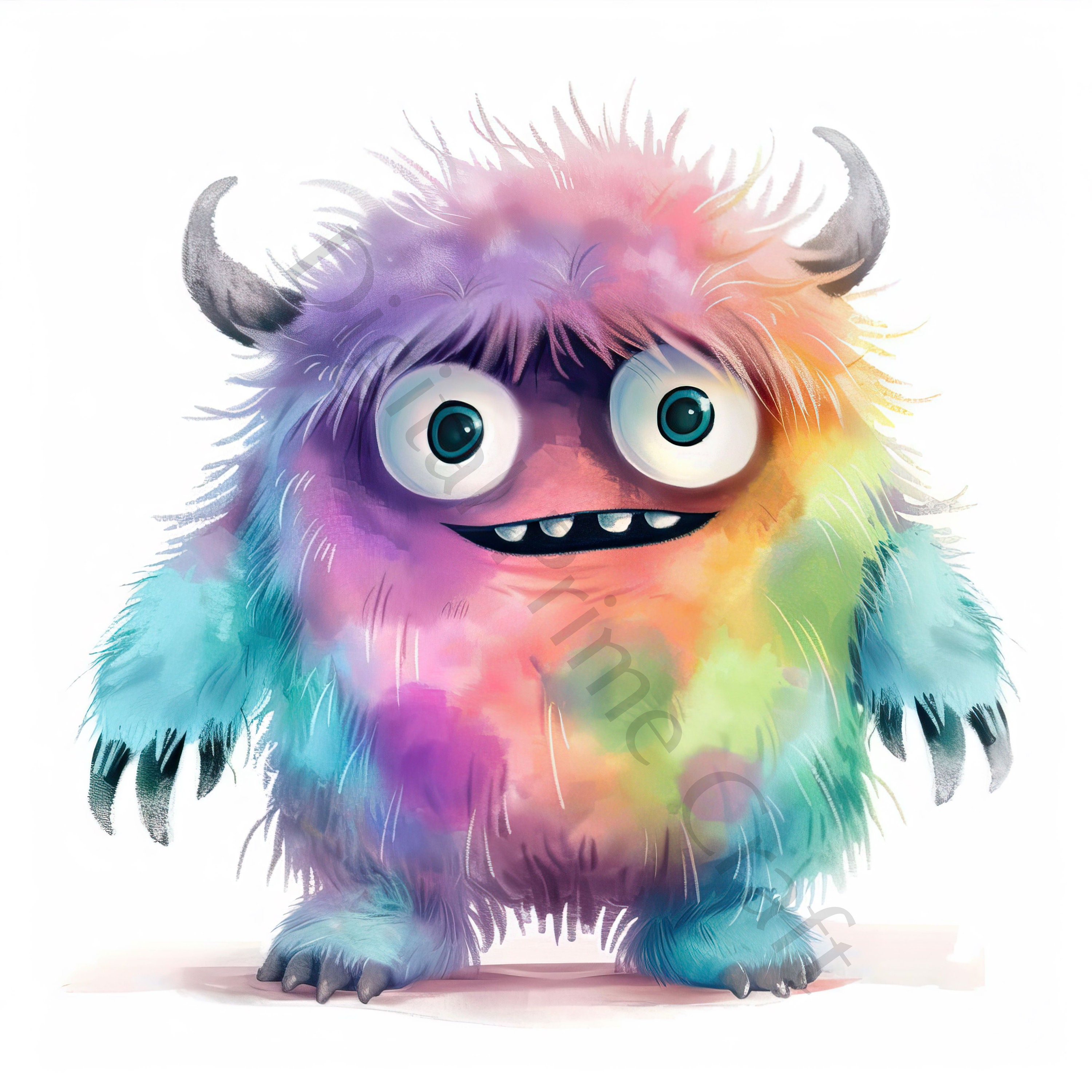 19 Monster Clipart, Cute Watercolor Monster, High Quality Jpgs, Digital ...