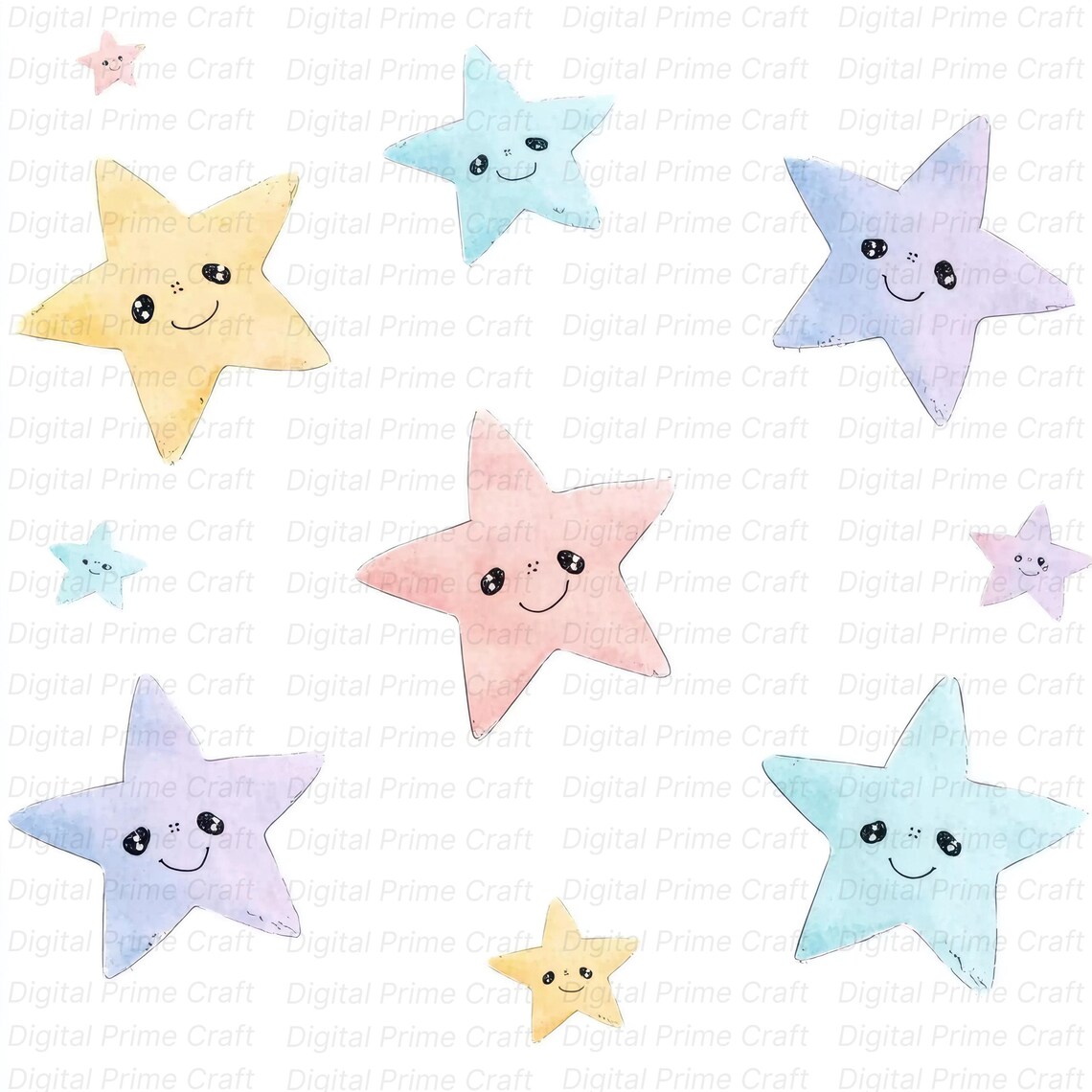 10 Smiling Stars Clipart, Happy Stars, High Quality Jpgs, Digital ...