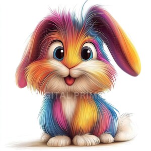 10 Colorful Bunny Clipart, Rabbit Clipart, High Quality Jpgs, Digital ...