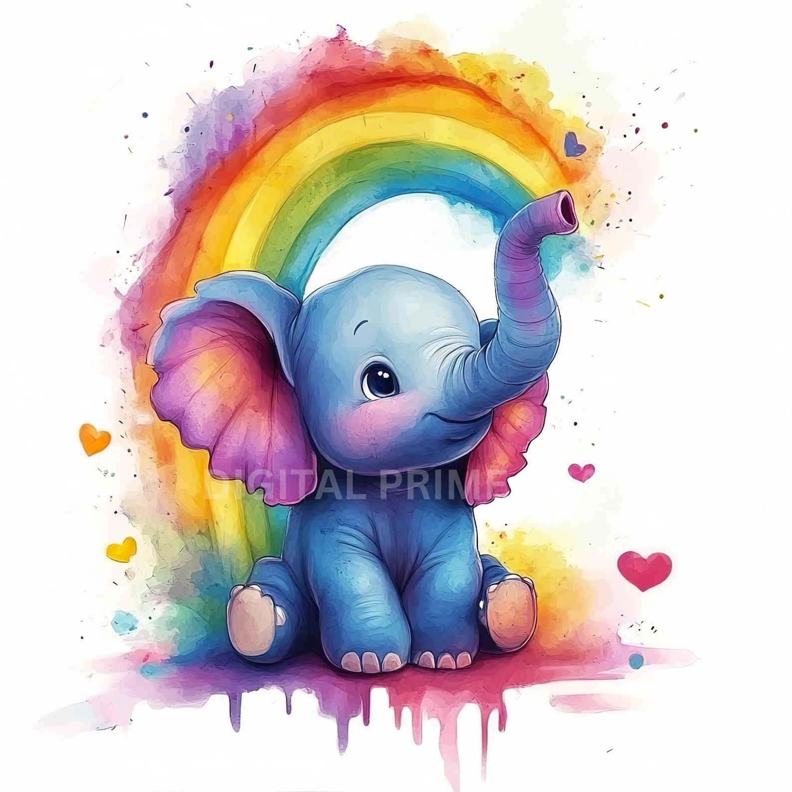 10 Rainbow Elephant Clipart, Baby Elephant Clipart, High Quality Jpgs ...