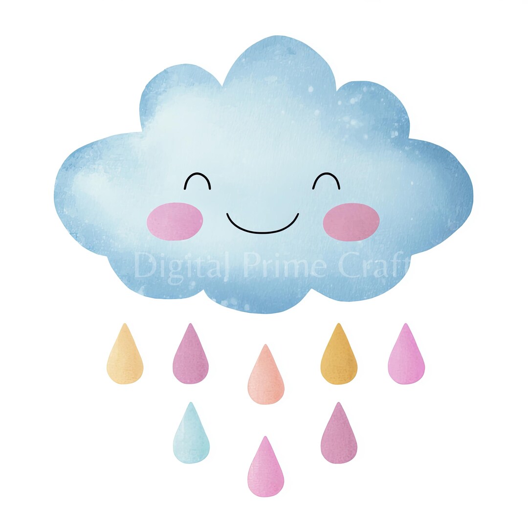 11 Smiling Cloud Clipart, Happy Cloud, High Quality Jpgs, Digital ...