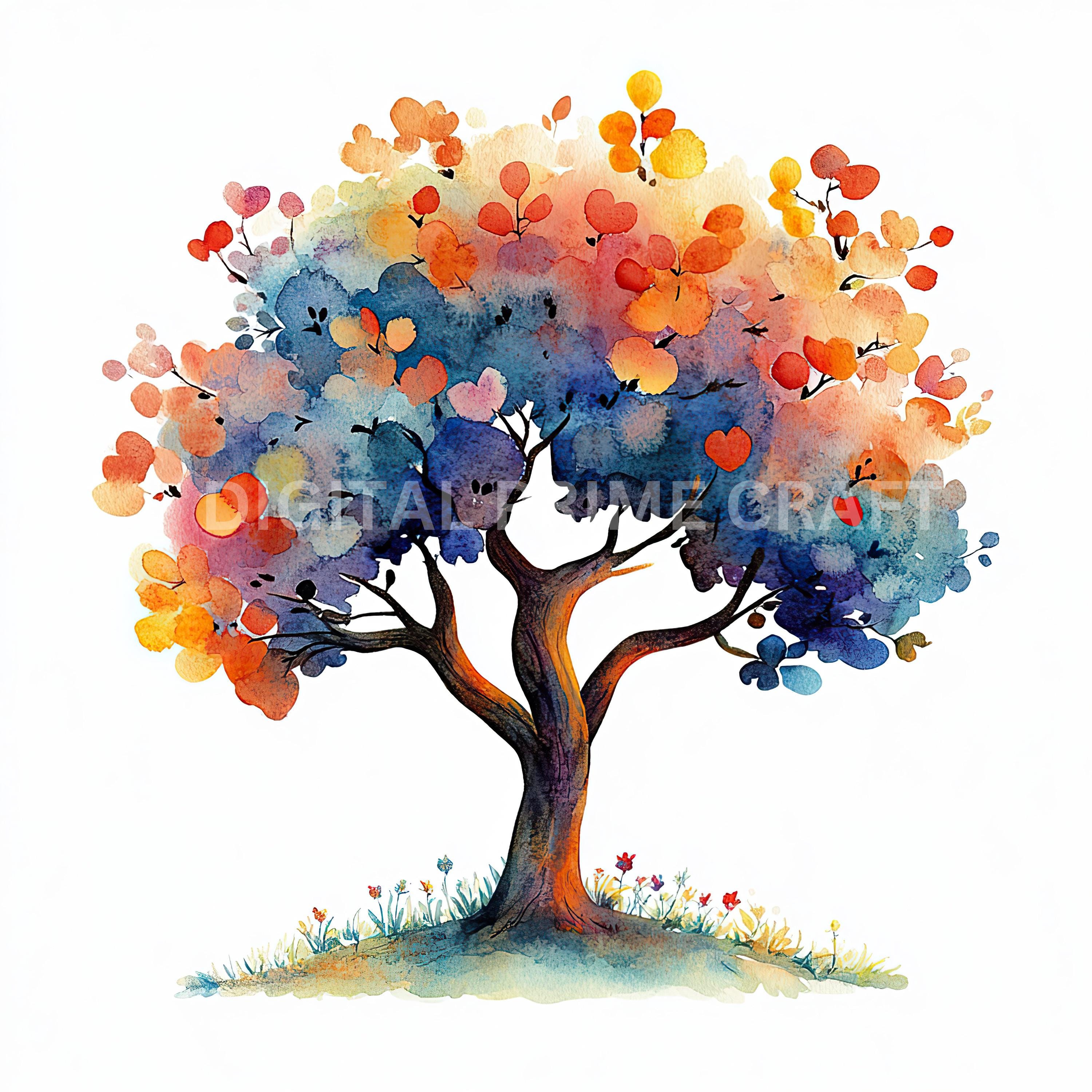 10 Tree Clipart, Colorful Tree Clipart, High Quality Jpgs, Digital ...