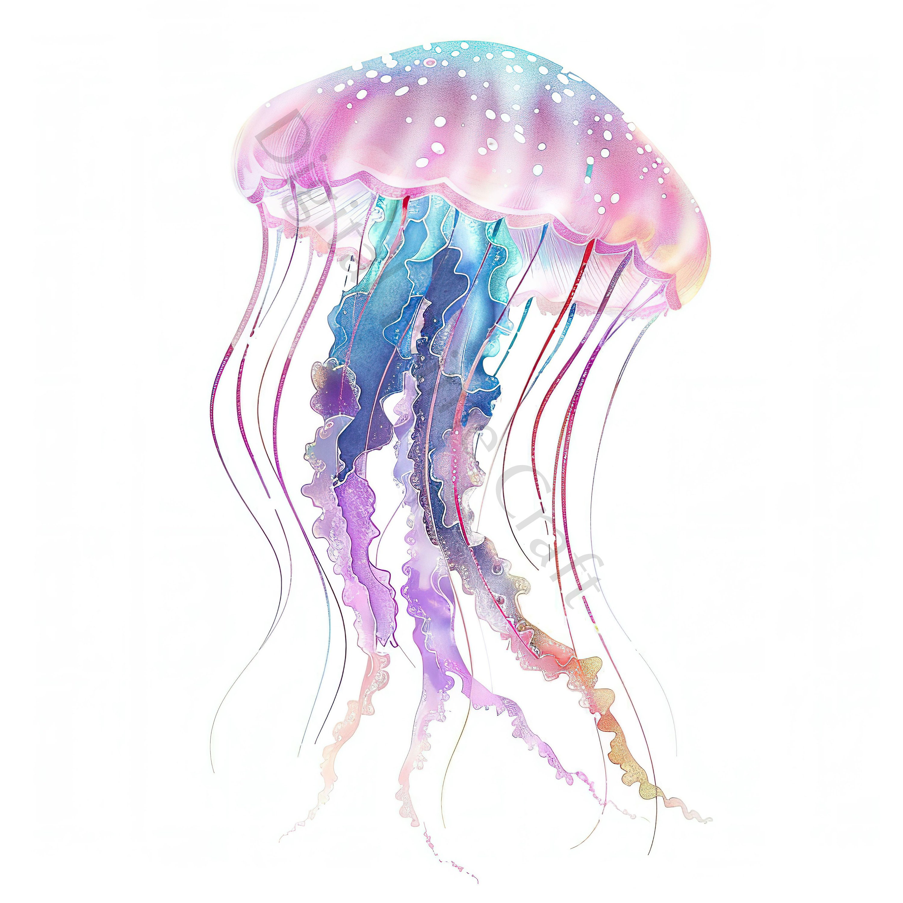 14 Jelly Fish Clipart, Watercolor Jelly Fish, High Quality Jpg Files ...