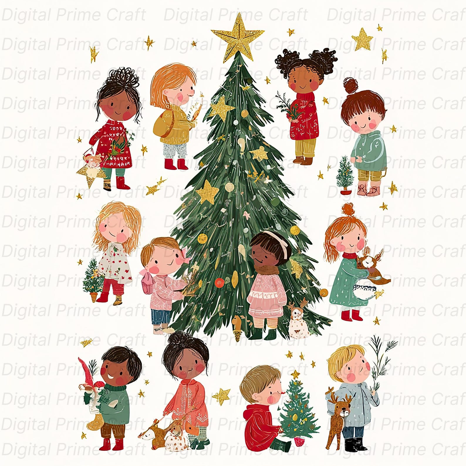 10 Christmas Kids Clipart, Christmas Clipart, 10 High Quality Jpgs ...