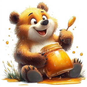 10 Honey Bear Clipart, Bear Clipart, Honey Clipart, High Quality Jpgs ...