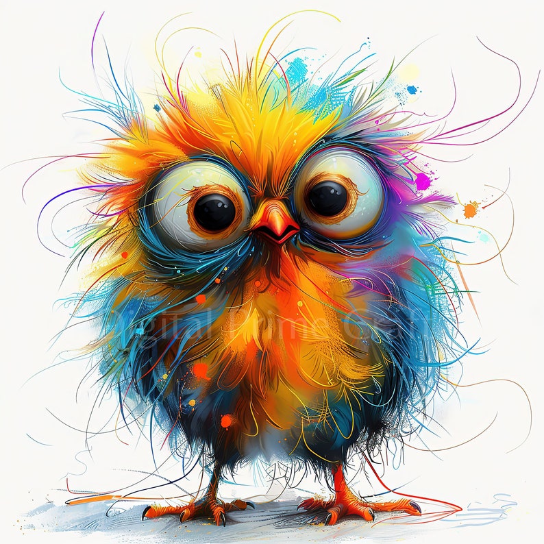 10 Crazy Colorful Bird Clipart, Funny Bird Clipart, High Quality Jpgs ...