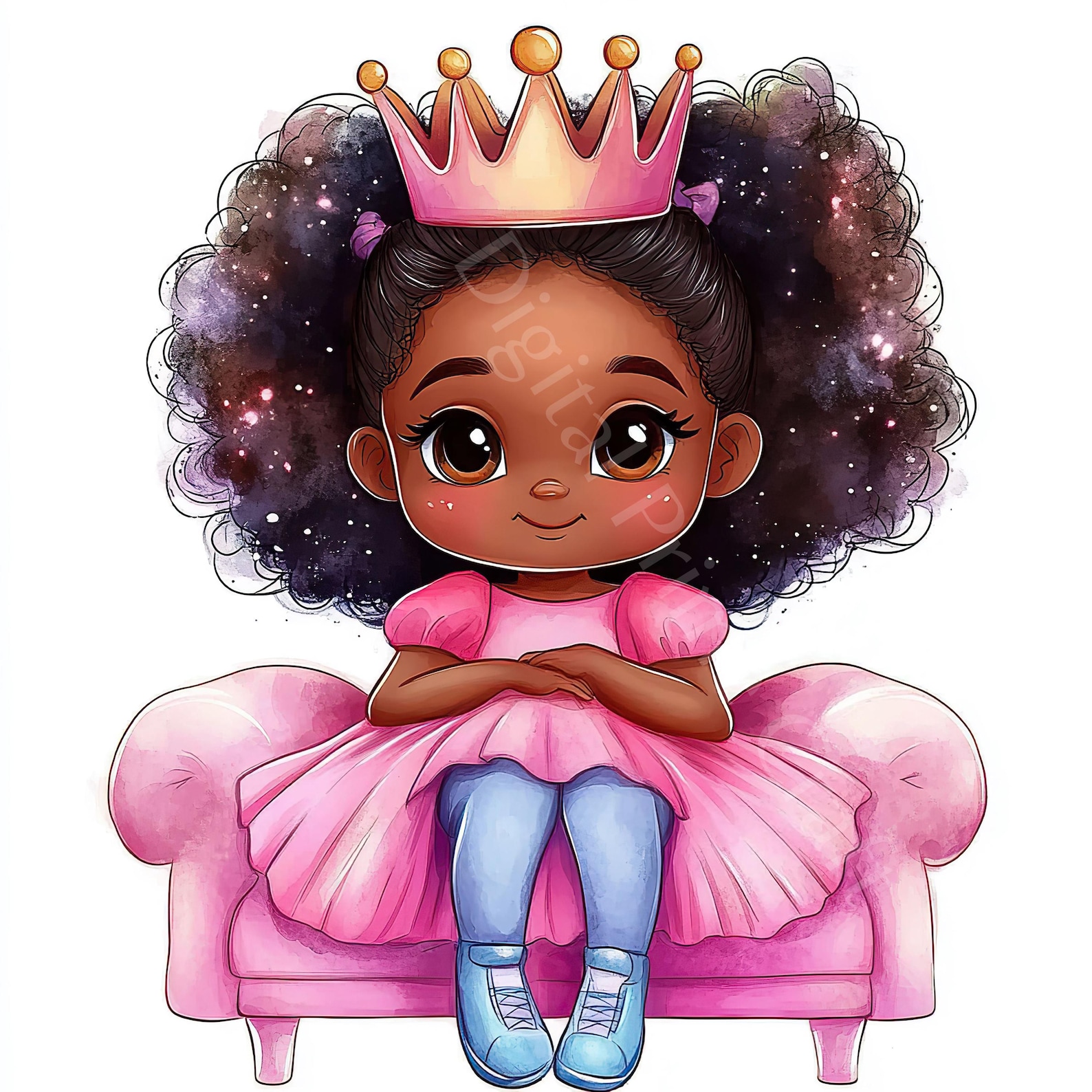 10 Quirky African American Girl With Crown Clipart, Cute Afro Girl ...