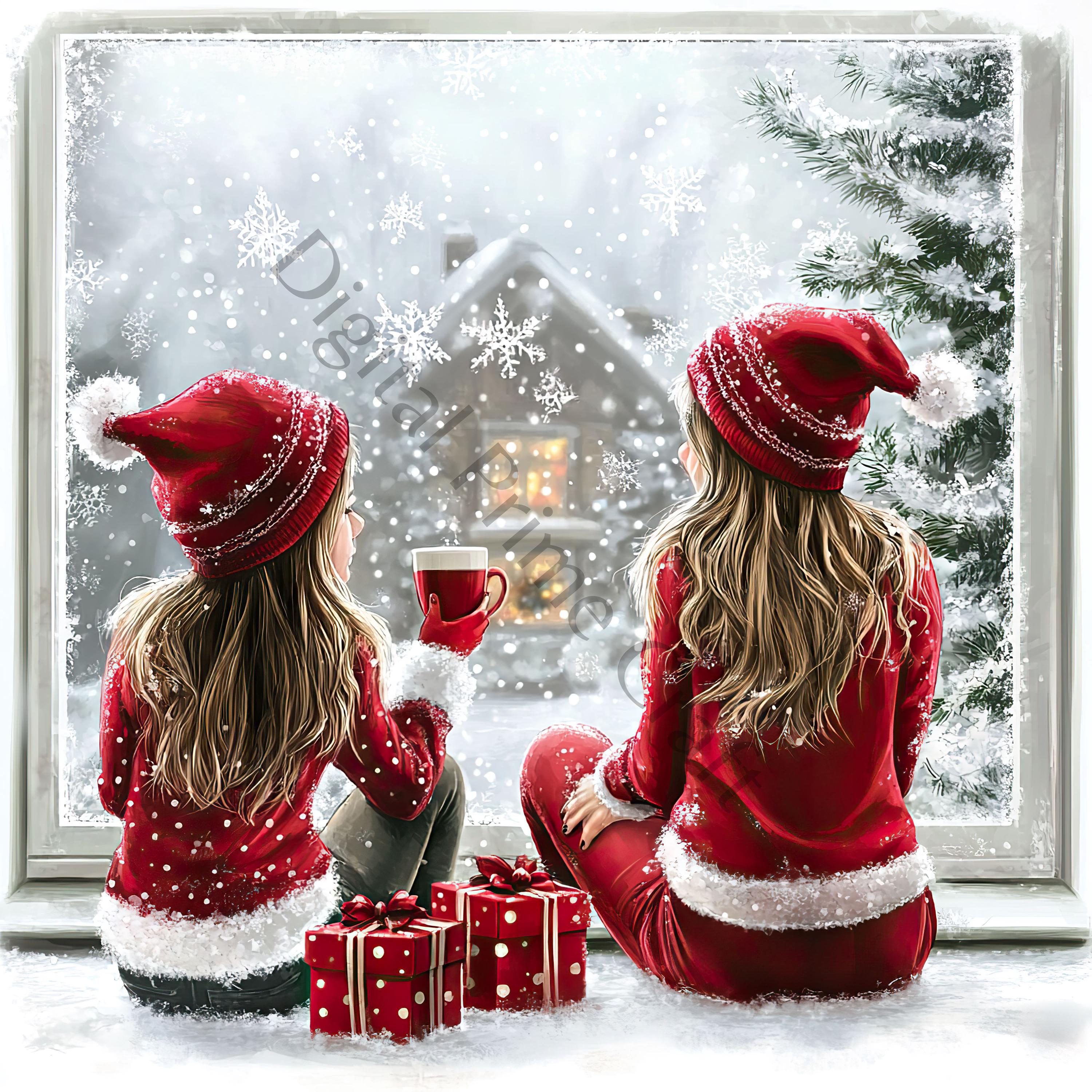 Christmas Morning Clipart, 10 High Quality Jpgs, Digital Download, Card ...