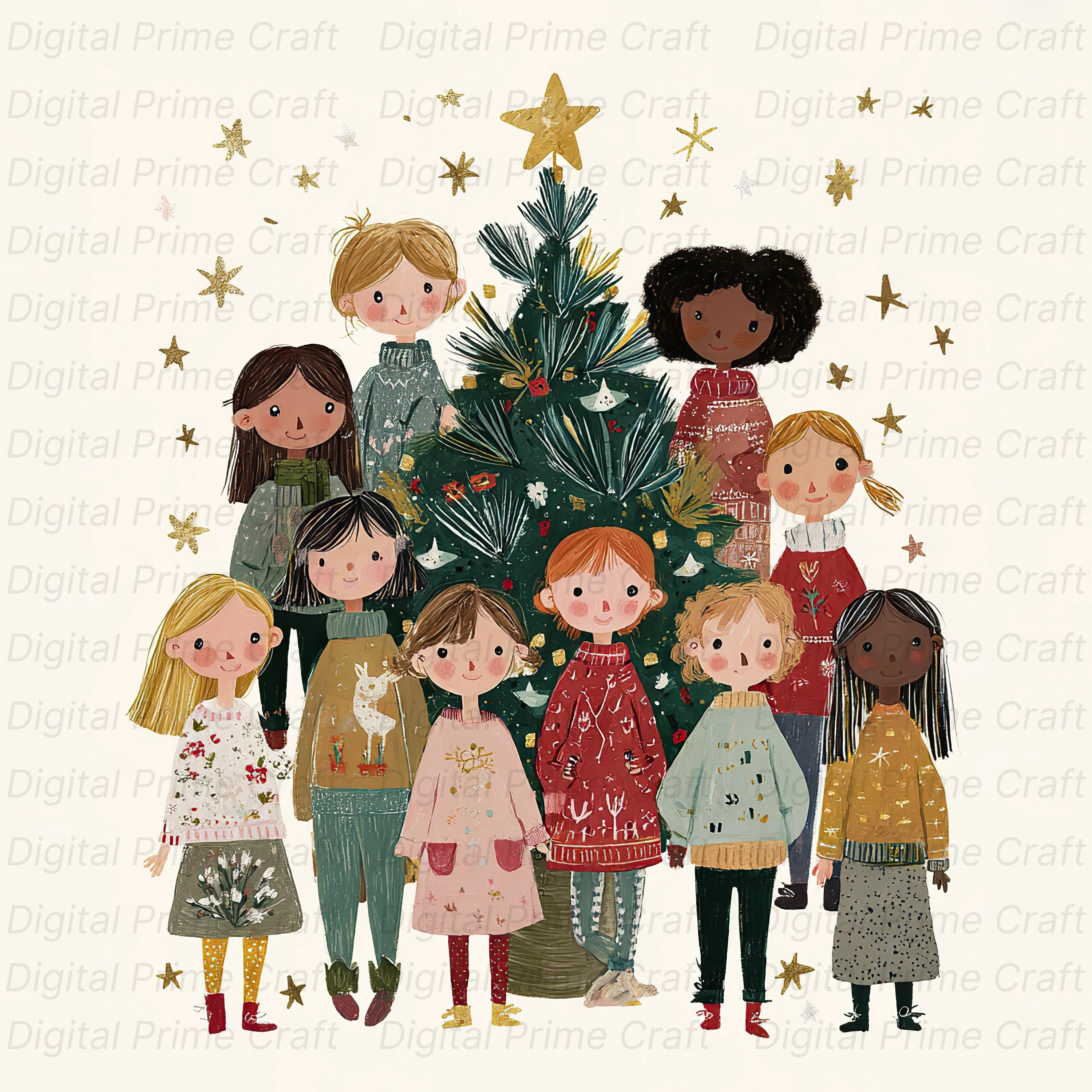 10 Christmas Kids Clipart, Christmas Clipart, 10 High Quality Jpgs ...