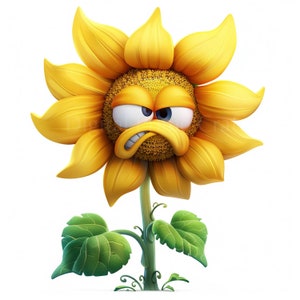 12 Sunflower Clipart, Happy, Grumpy, Sad, Angry Flower. High Quality ...