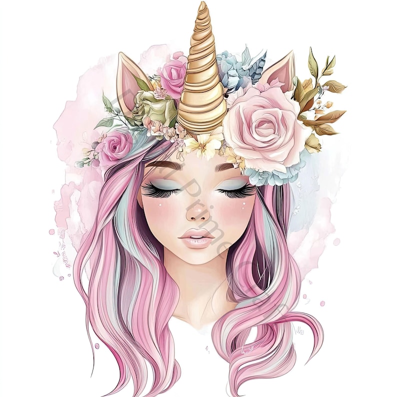 10 Unicorn Girl Clipart, Unicorn Clipart, Watercolor Clipart, High ...