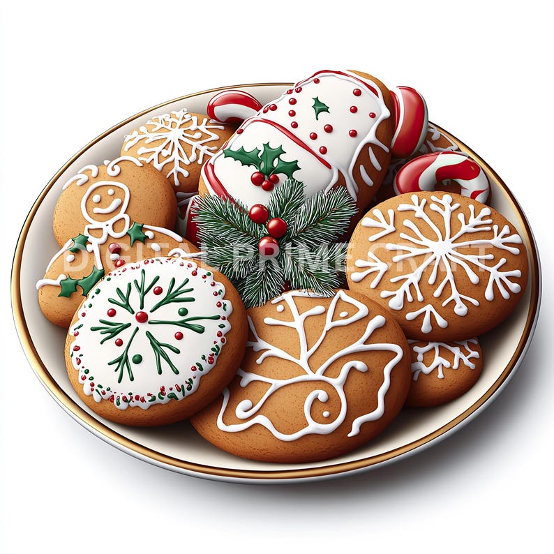 10 Christmas Cookies Clipart, Christmas Clipart, JPG Files, Digital ...