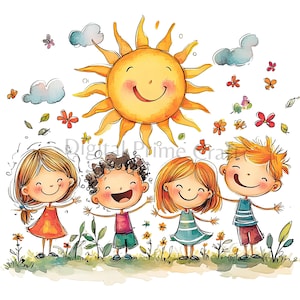 9 Happy Kids Clipart, Kids Clipart, High Quality Jpgs, Digital Download ...