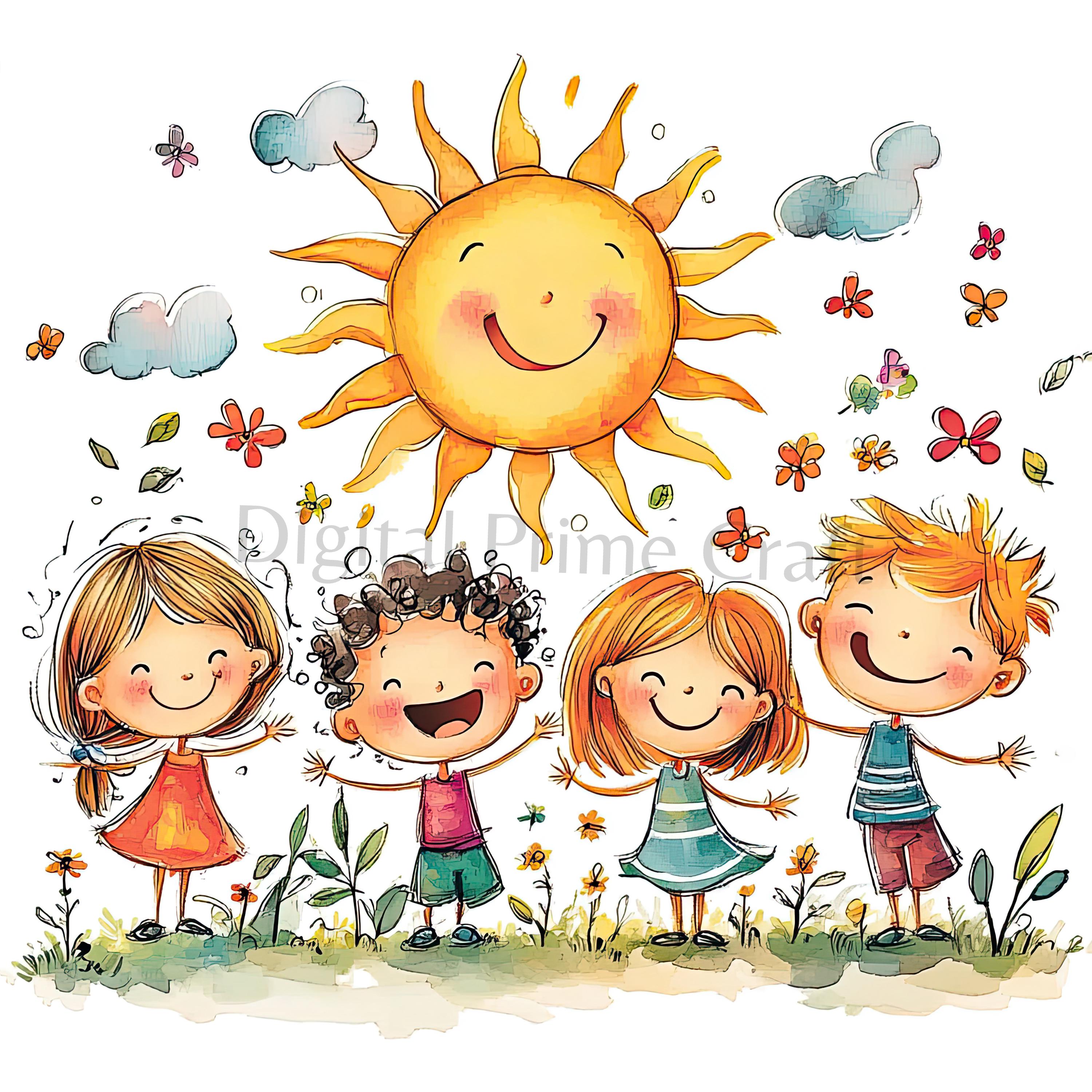 9 Happy Kids Clipart, Kids Clipart, High Quality Jpgs, Digital Download ...