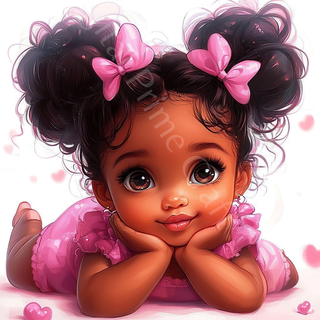 11 Cute African American Baby Girl Clipart, Cute Afro Girl, High ...