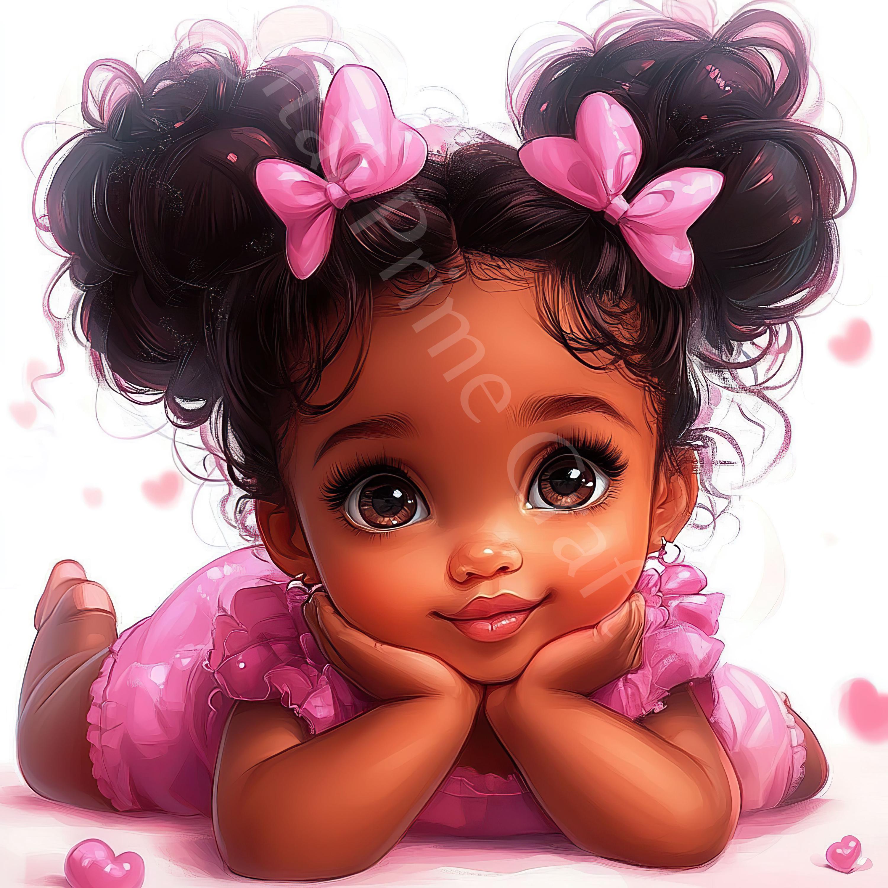 Cute Cartoon Black Baby Girl