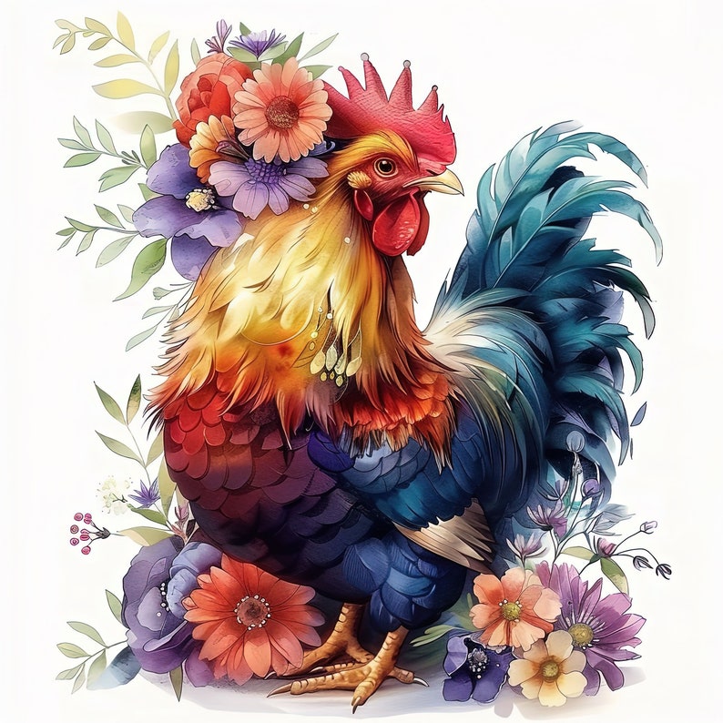 13 Rooster Clipart, High Quality Jpgs, Digital Download, Watercolor ... 13 Rooster Clipart, High Quality Jpgs, Digital Download, Watercolor ...