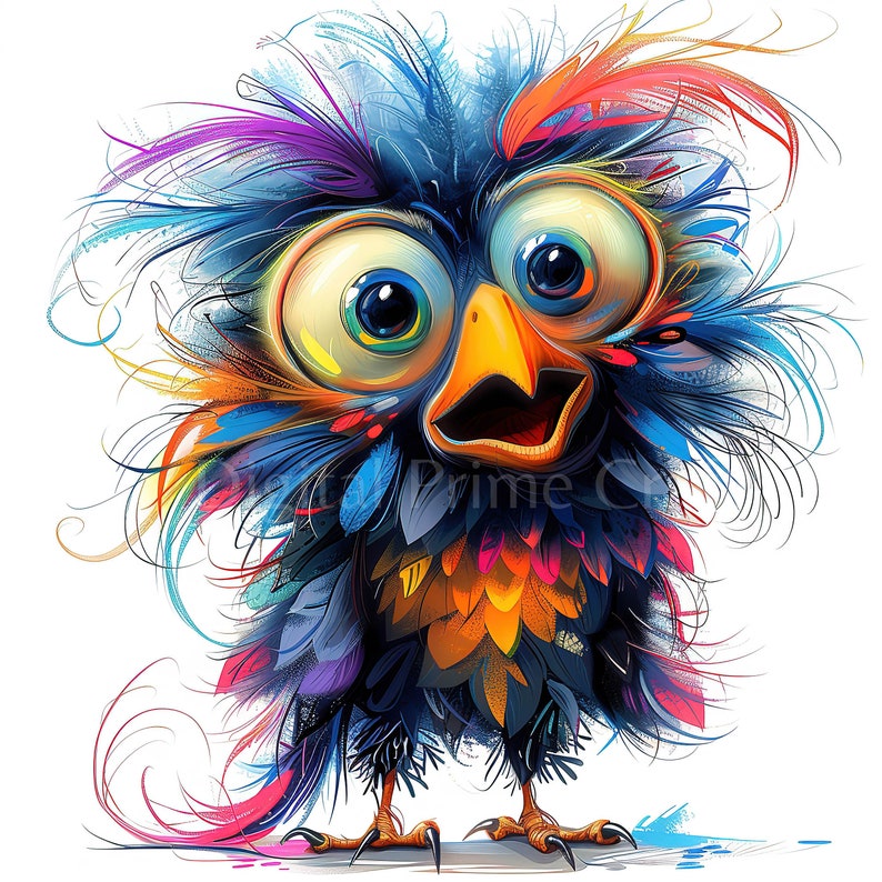 10 Crazy Colorful Bird Clipart, Funny Bird Clipart, High Quality Jpgs ...