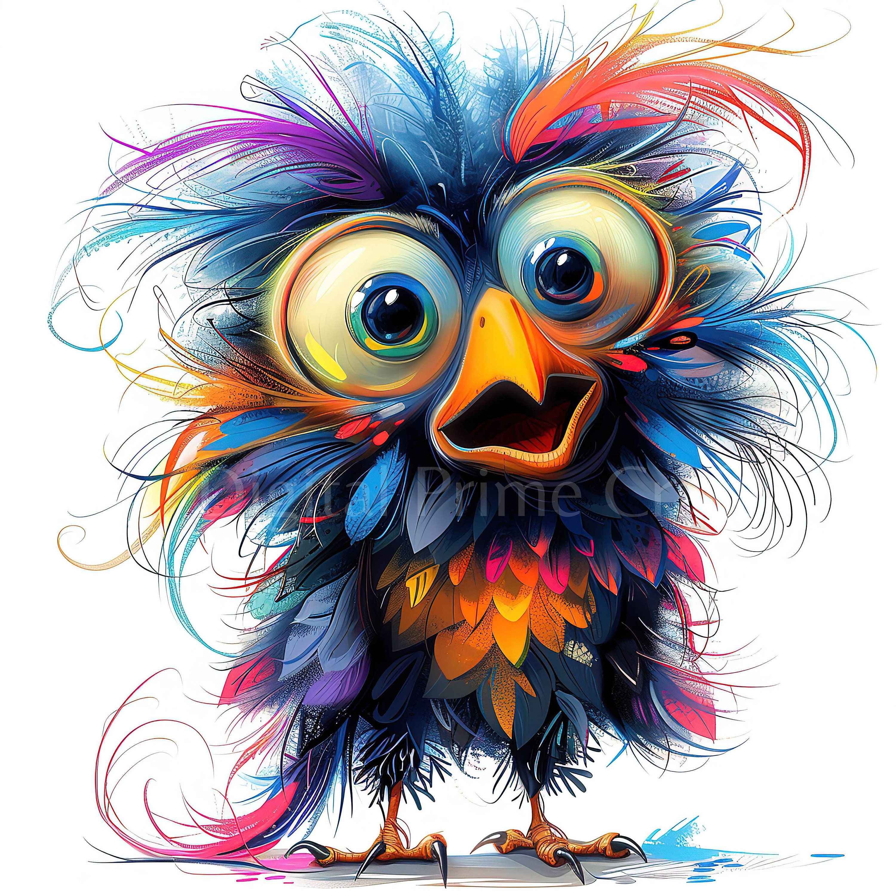 10 Crazy Colorful Bird Clipart, Funny Bird Clipart, High Quality Jpgs ...