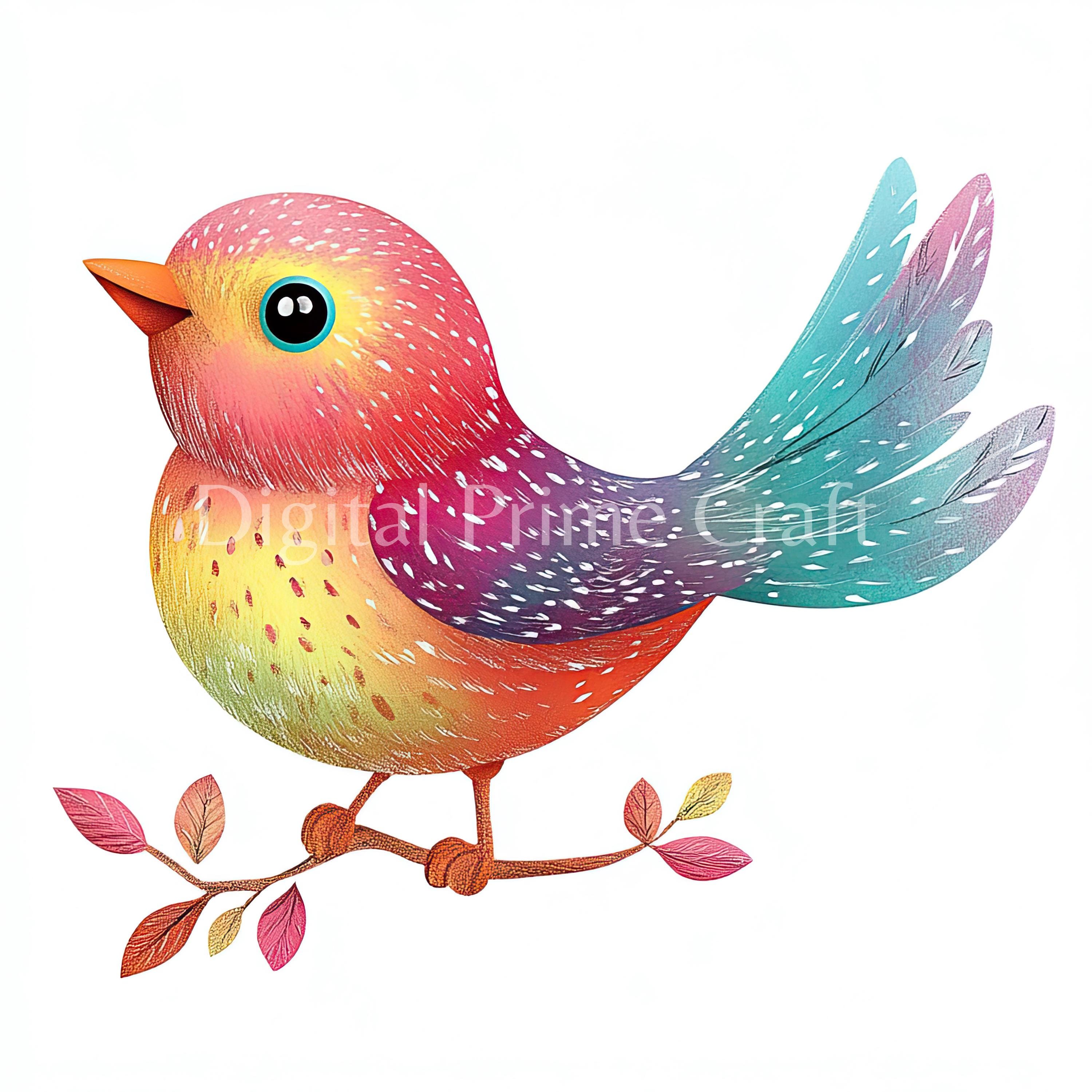 10 Watercolor Whimsical Bird Clipart, Bird Cliaprt,high Quality Jpgs ...