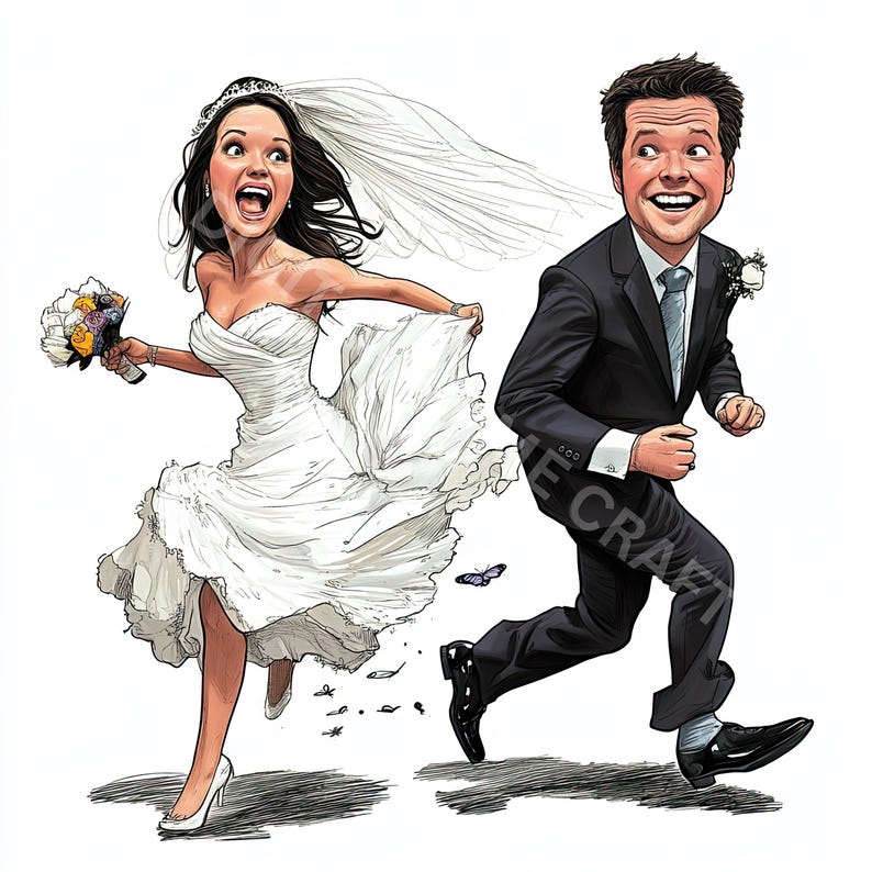 10 Wedding Clipart, Quirky Bride and Groom, High Quality Jpgs, Digital ...