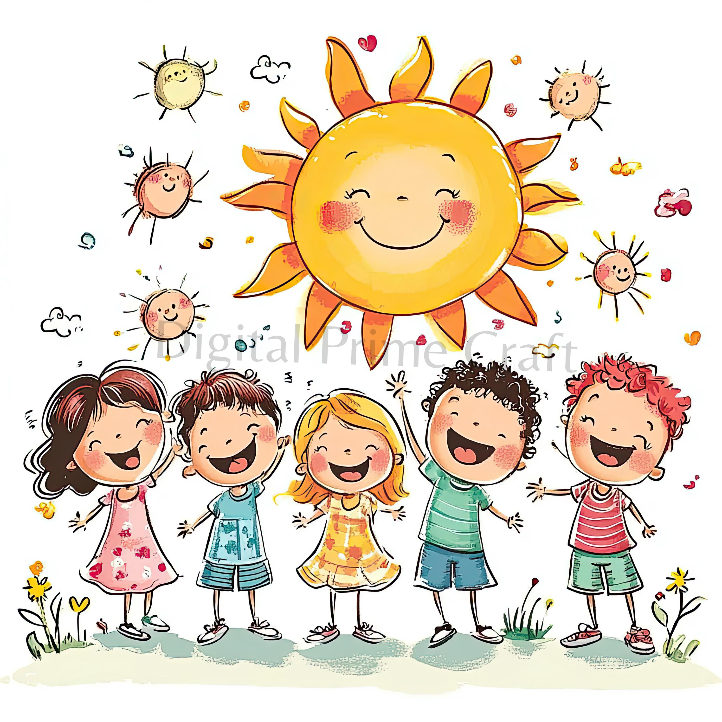 9 Happy Kids Clipart, Kids Clipart, High Quality Jpgs, Digital Download ...