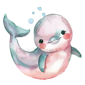 12 Watercolor Dolphin Clipart, Water Animal, High Quality Jpg Images ...