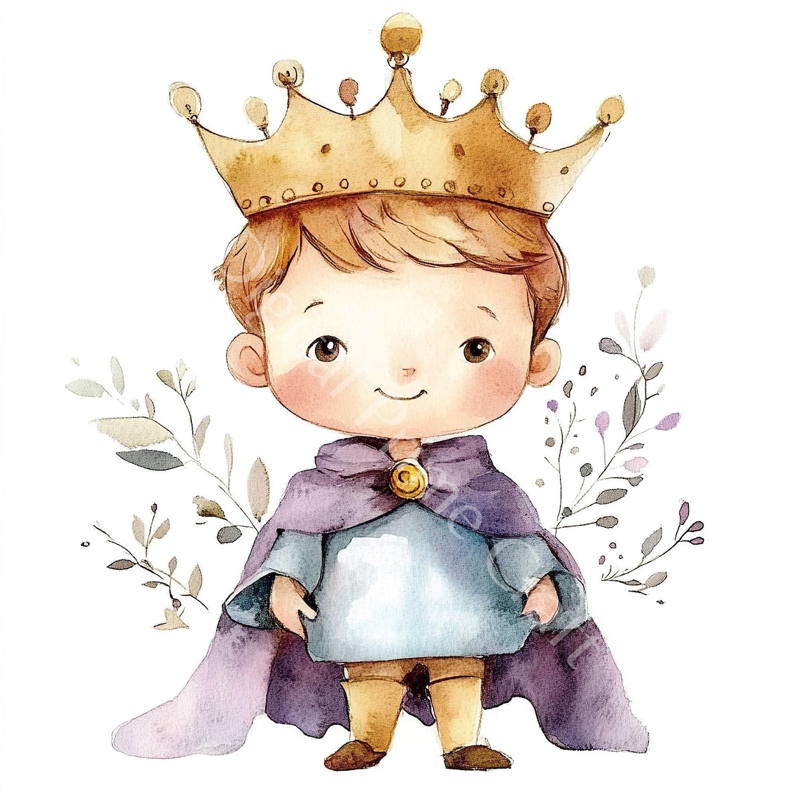 16 Watercolor Baby Boy Clipart, Cute Prince, Nursery Decor, High ...